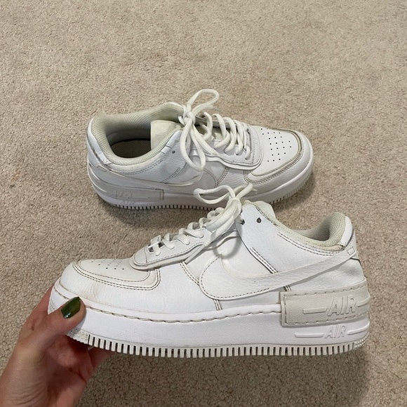 Nike | Shoes | Nike Air Force Shadow Af1 All White Size 8 Womens | Poshmark